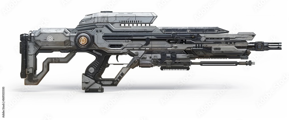 Science fiction military laser gun. Concept design of high-tech assault ...