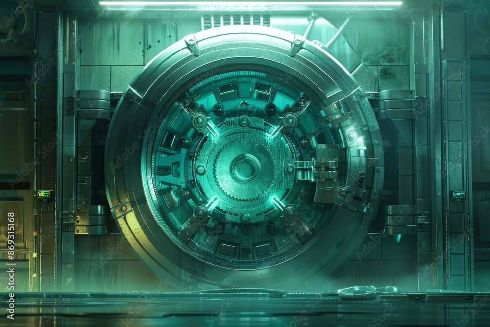 The concept art for a futuristic vault door illustrates a high security ...