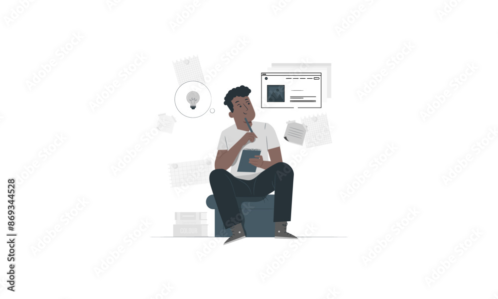 No Activity person sitting thinking writing svg black design vector ...