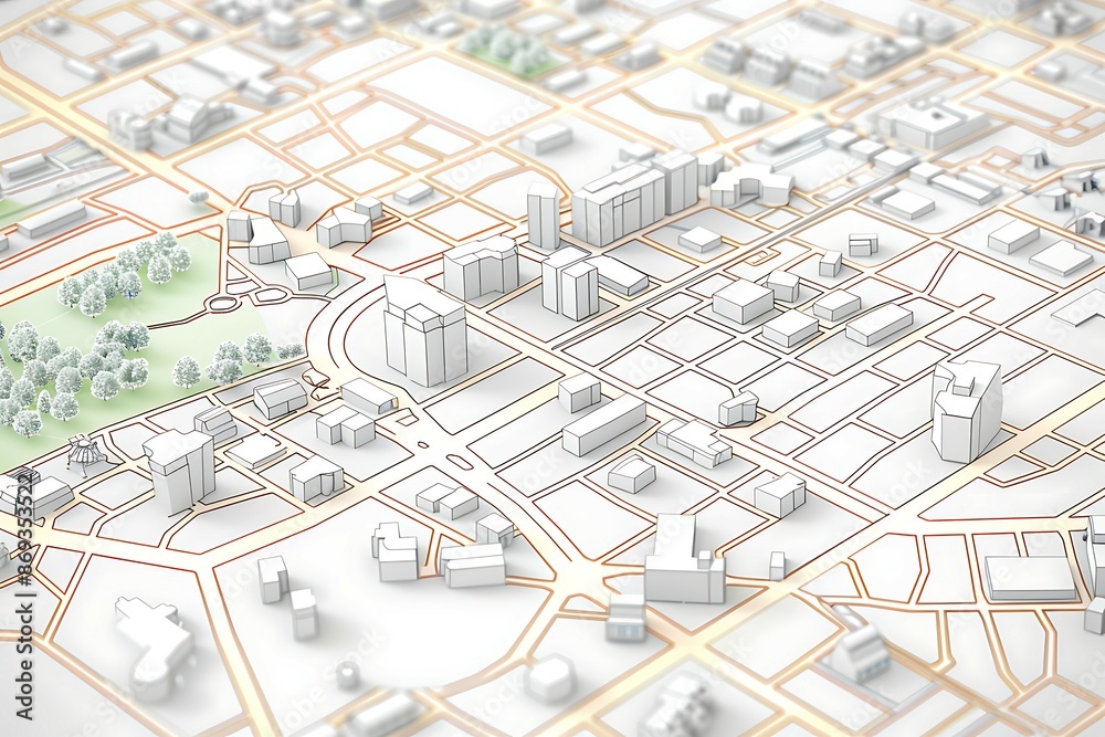 Cadastral map of an area with buildings and streets Stock Illustration ...