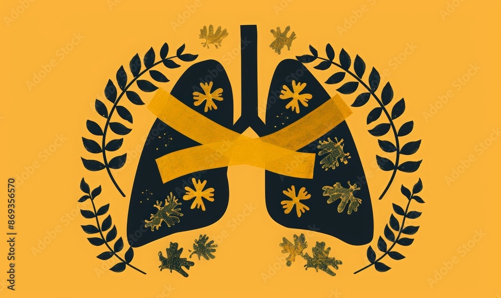 World lung cancer day poster design. lungs with fruit style on yellow ...