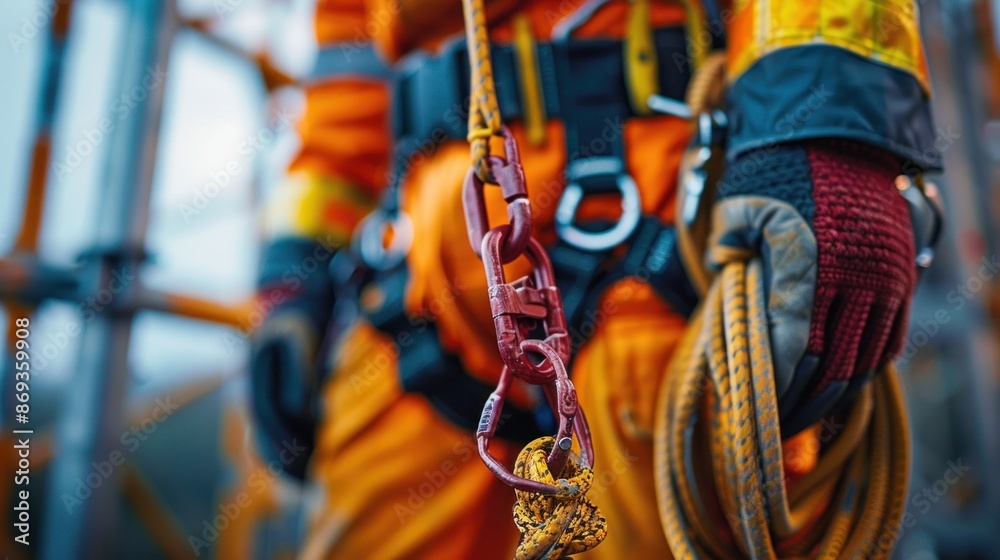 High-angle shot of safety body construction equipment in use: a fall ...