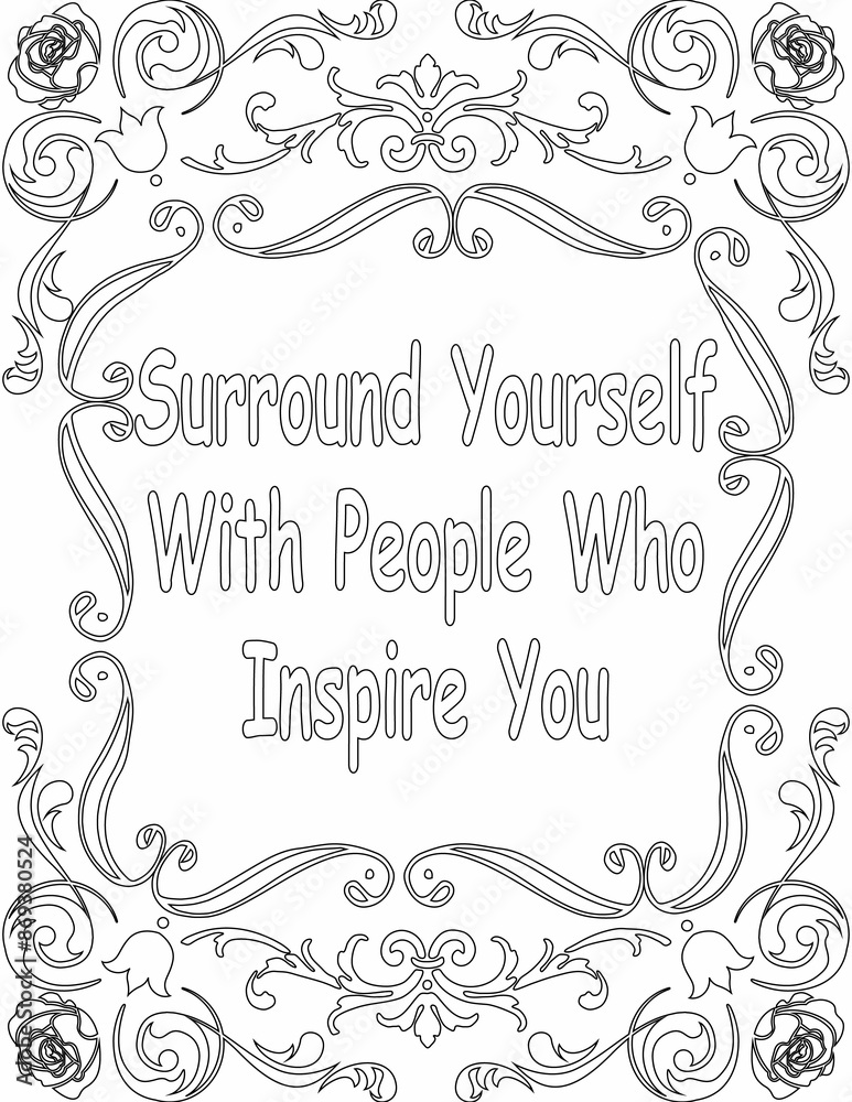 Printable floral coloring page for kids and adults with motivational ...