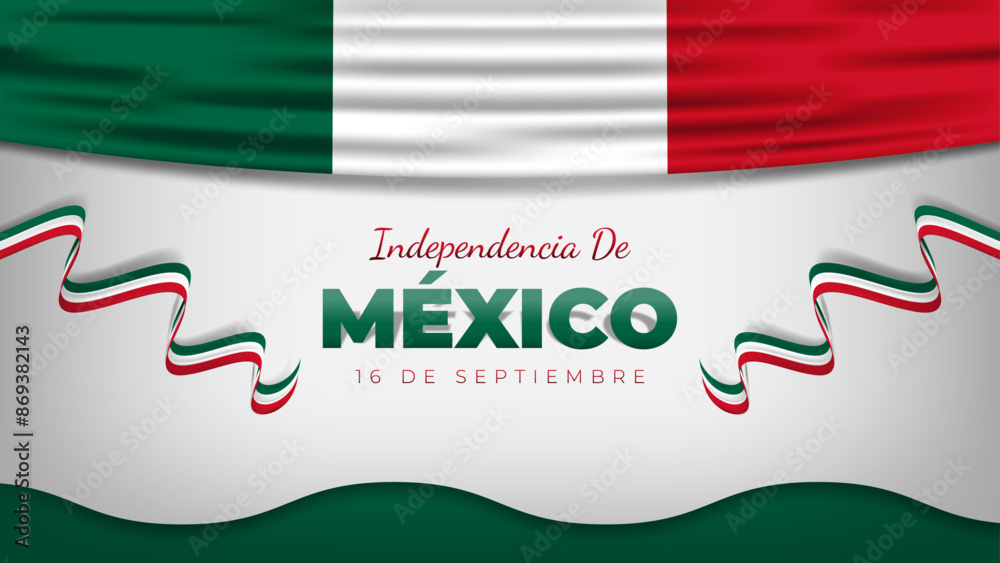 Independencia de México, 16 de septiembre Greeting Banner with Mexico ...