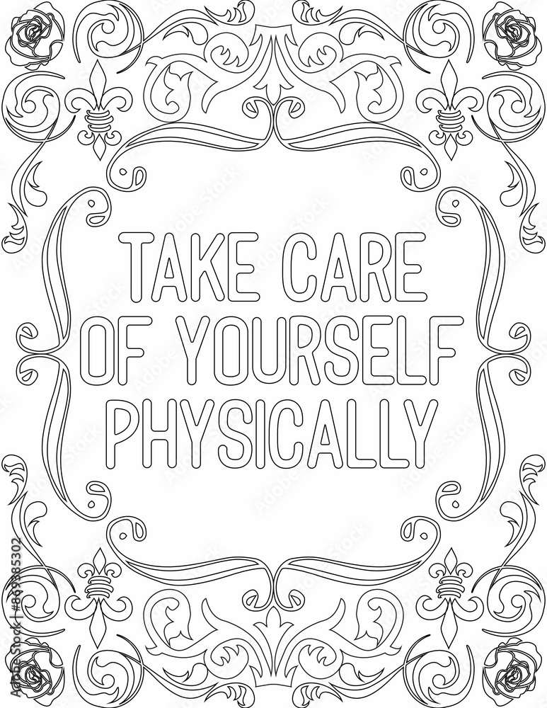 Printable floral coloring page for kids and adults with inspirational ...