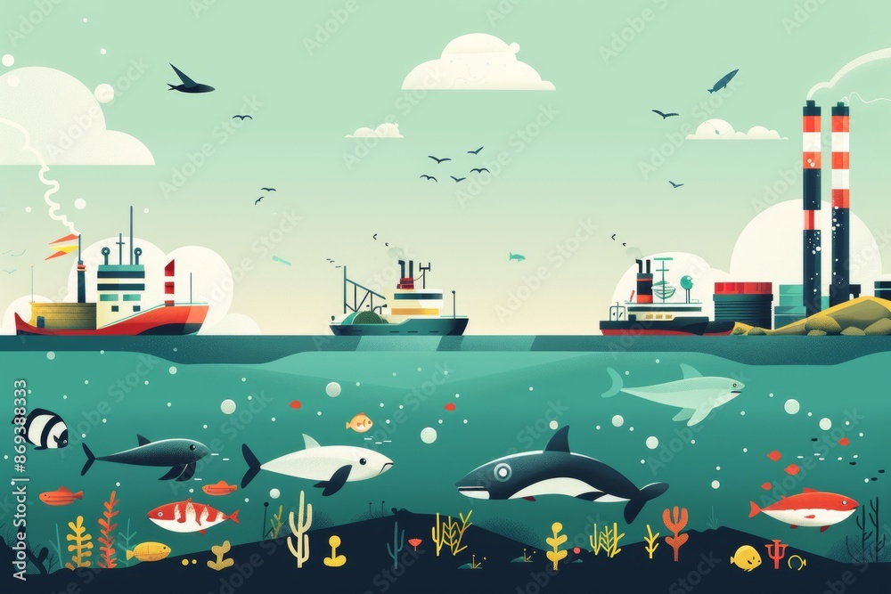 environmental impact of marine port on ecosystems informative flat ...