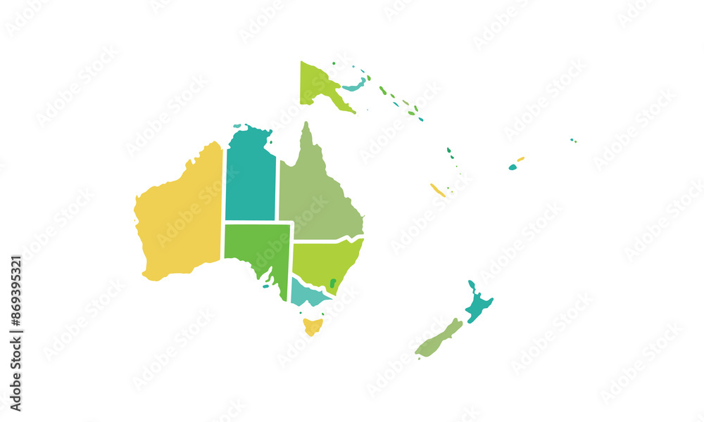 Map of Oceania Region isolated modern colorful style. for website ...