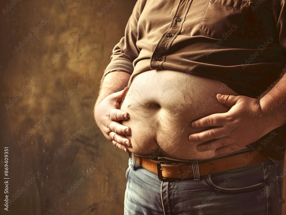 person with hands on belly Belly obesity, excess fat Come change your ...