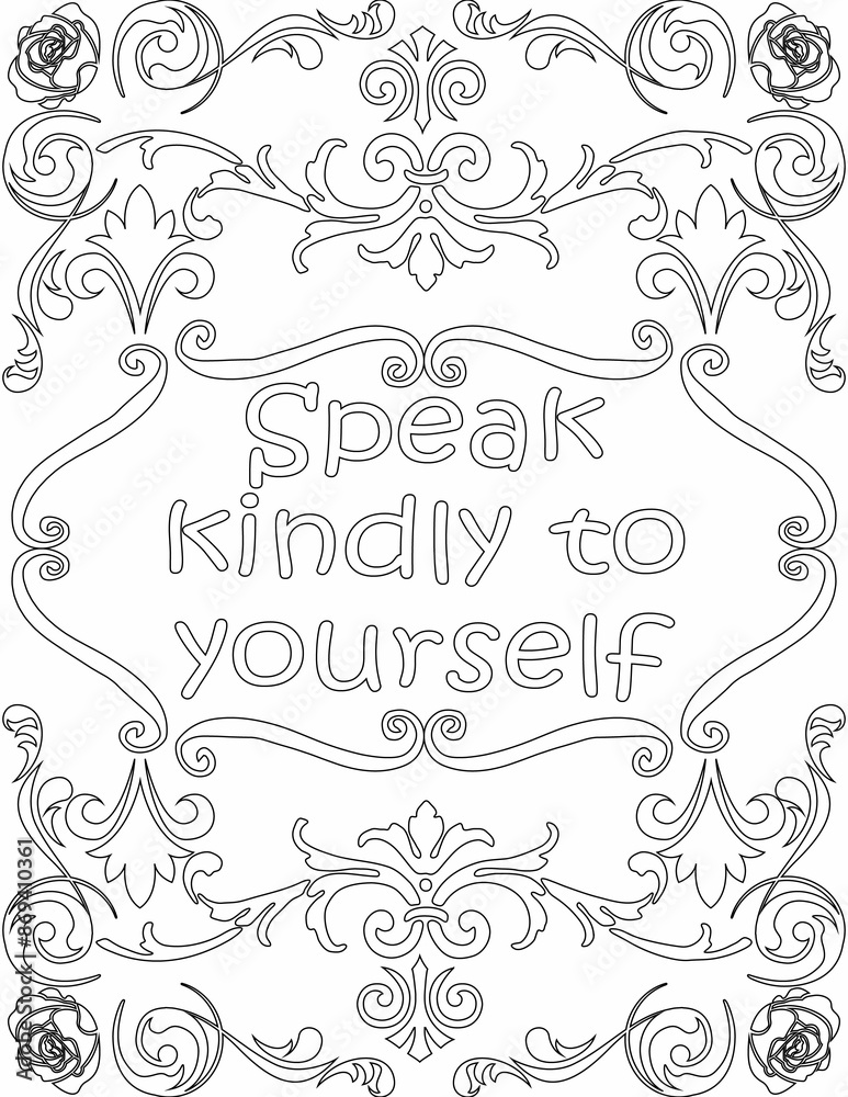 Printable floral coloring page for kids and adults with inspirational ...