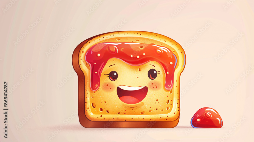 Fun cartoon illustration of a smiling toast with jam, perfect for ...