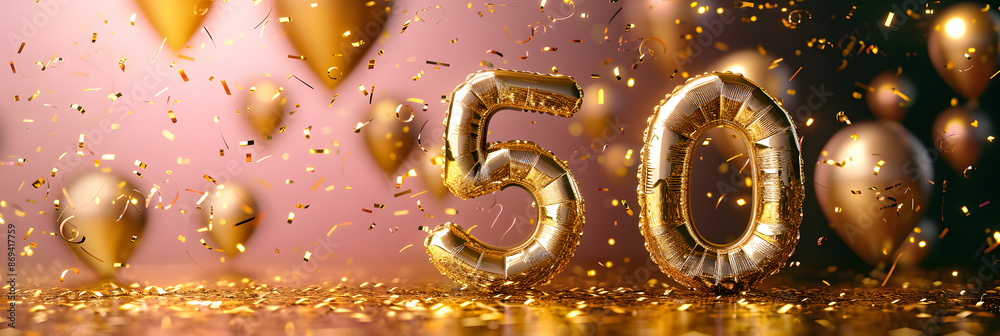 Number 50 gold numbers. Elegant Greeting celebration fifty years ...