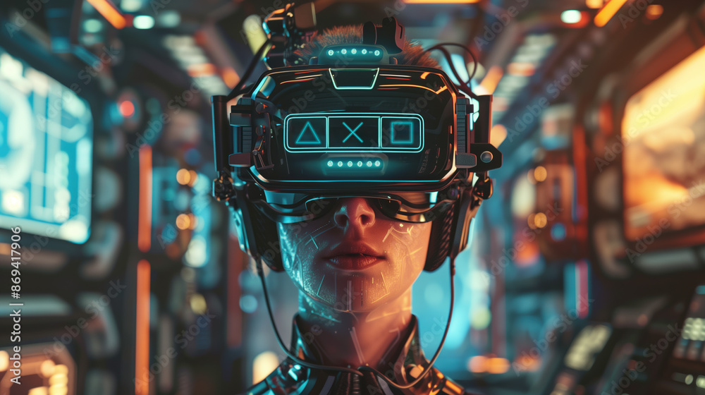 Immersive VR Gaming Artwork: Futuristic 2D Fusion of High-Energy ...