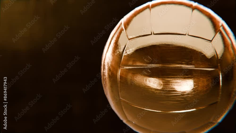 A golden Volleyball ball rotates in a 360 degree loop, an ideal ...
