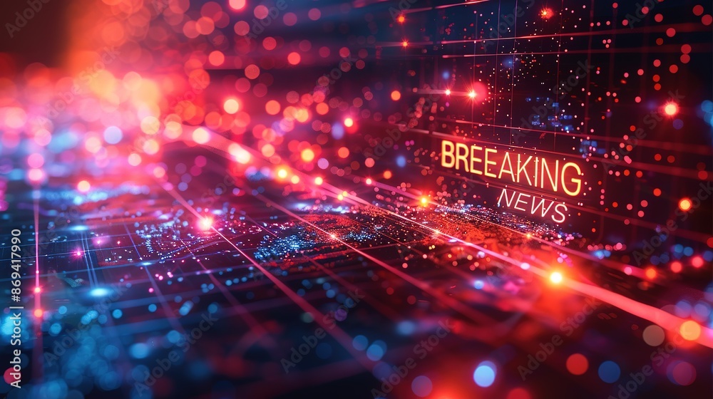 Breaking news broadcast vector futuristic background with world map ...