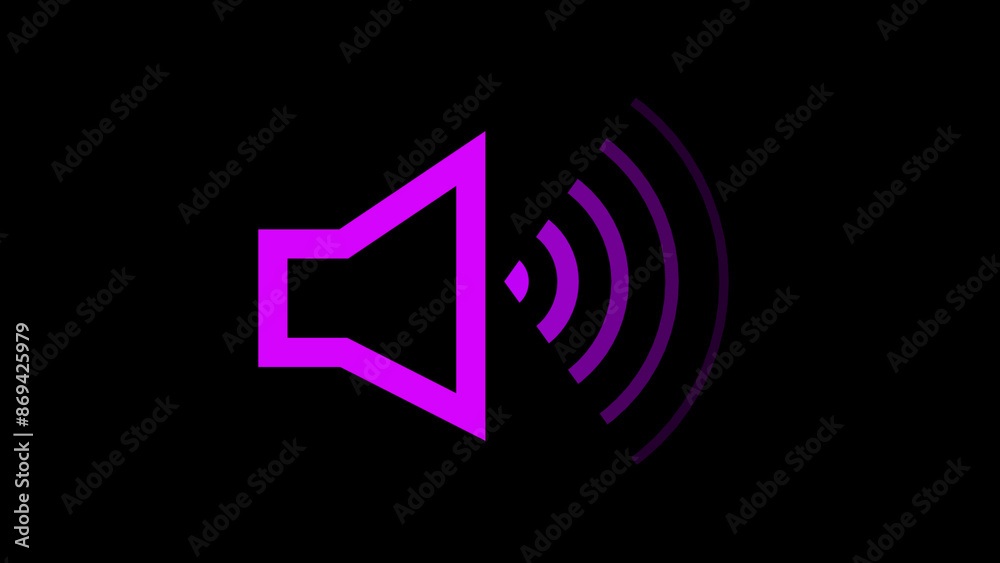 Purple sound icon audio music speech frequency speaker animation and ...