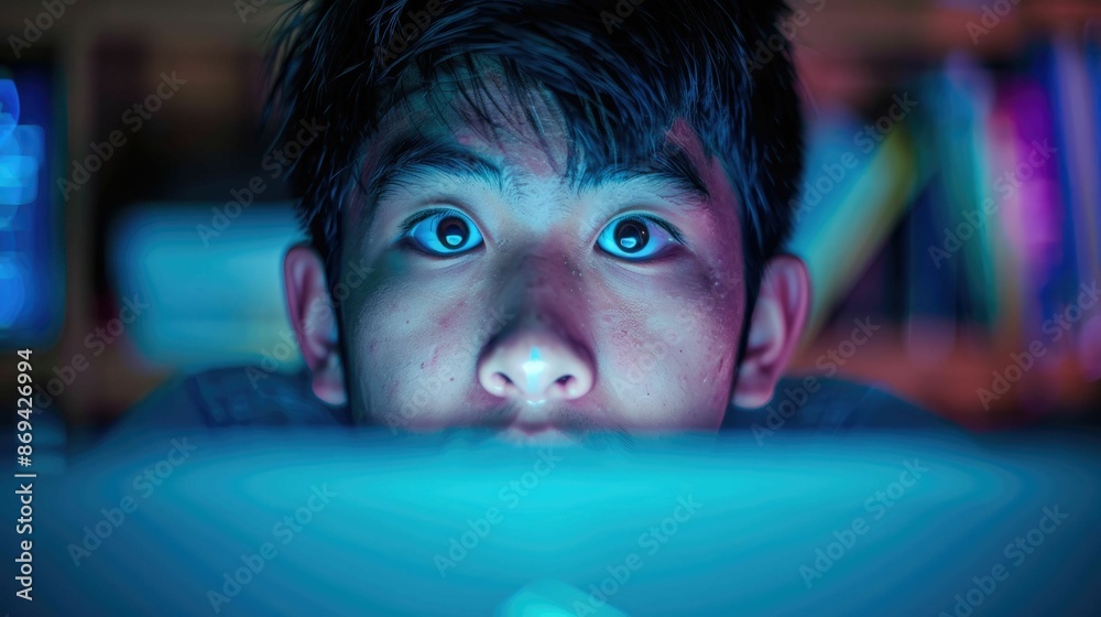 The picture of the southeast asian boy is working as the coding ...