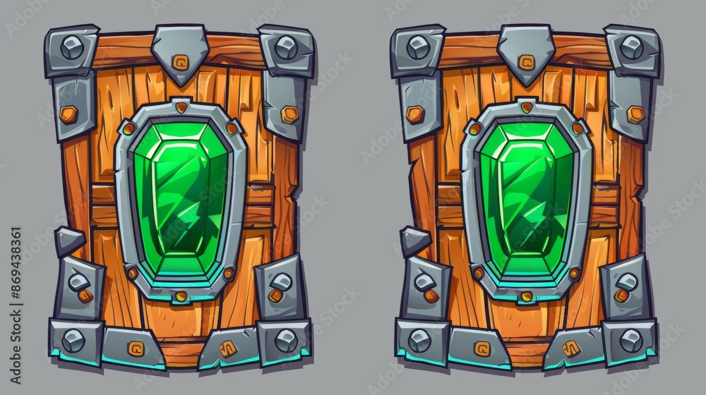 An overlay of vintage medieval wood facecams on modern borders. An ...