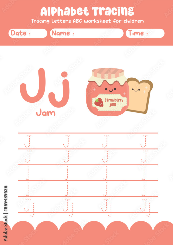 Alphabet tracing worksheet. A-Z writing pages. Letter J uppercase and ...