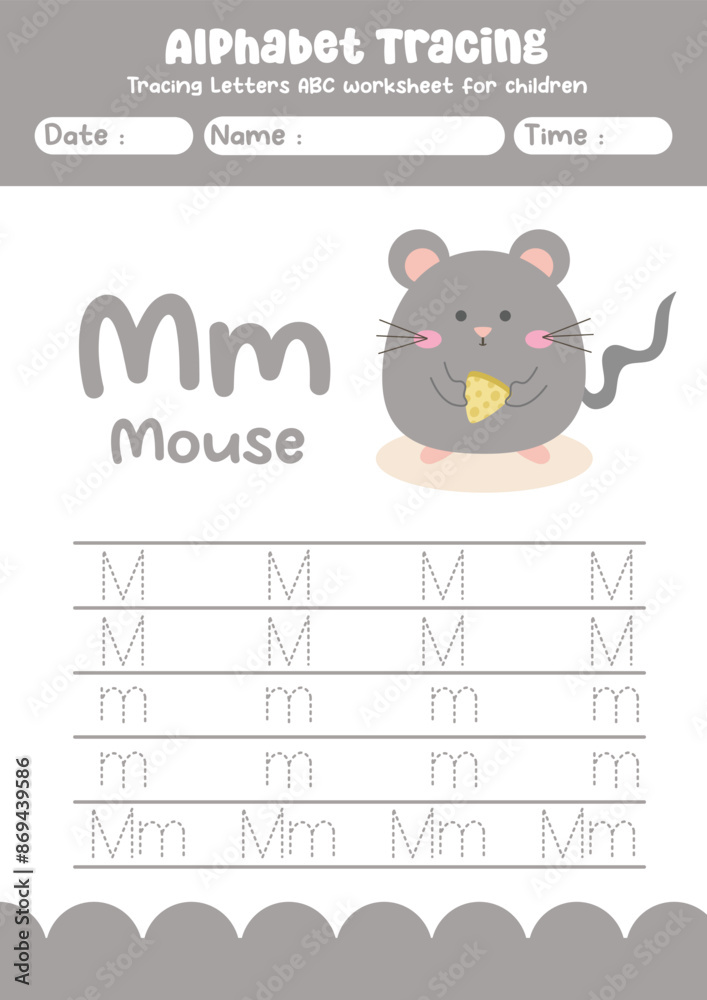 Alphabet tracing worksheet. A-Z writing pages. Letter M uppercase and ...