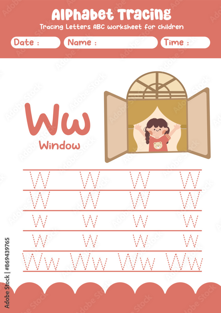 Alphabet tracing worksheet. A-Z writing pages. Letter W uppercase and ...