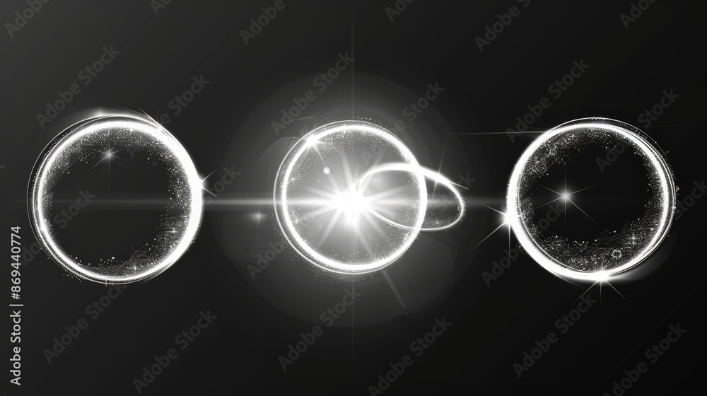 Circle light effect with white sparks. Abstract round glitter sparkle ...