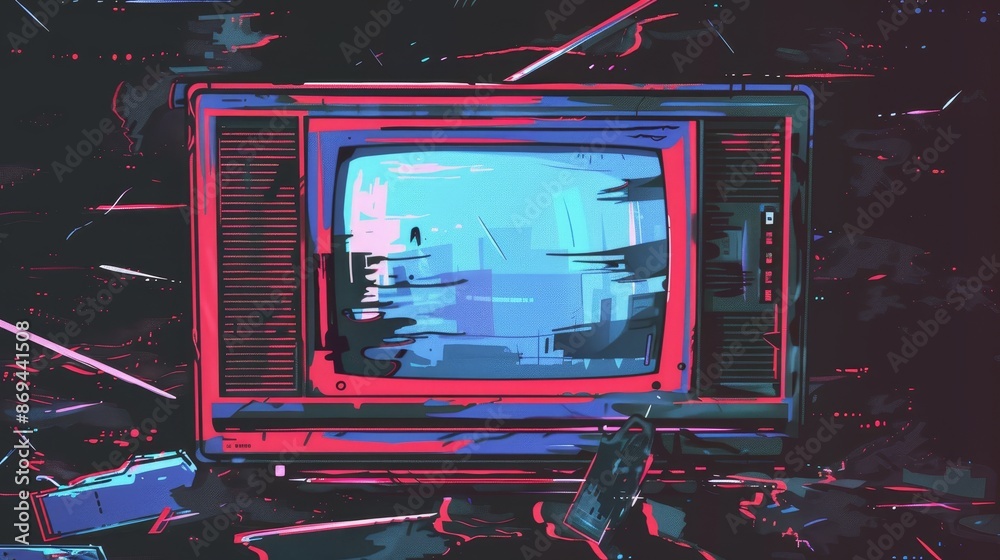 A glitchy screen on a computer. A modern realistic illustration on a ...