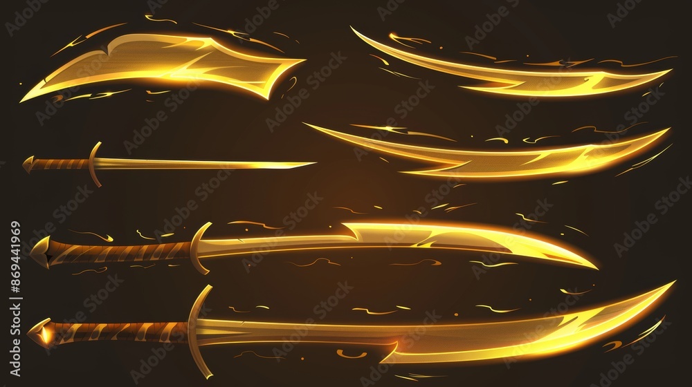 Illustration of sword attack, slash and cut effect on black background ...