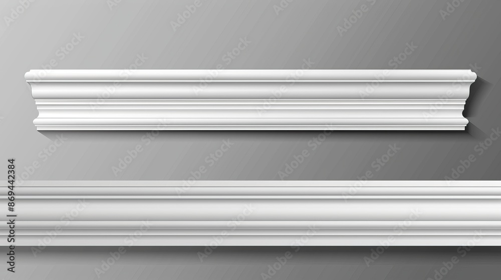 Set of classic white baseboard molding pngs isolated on transparent ...