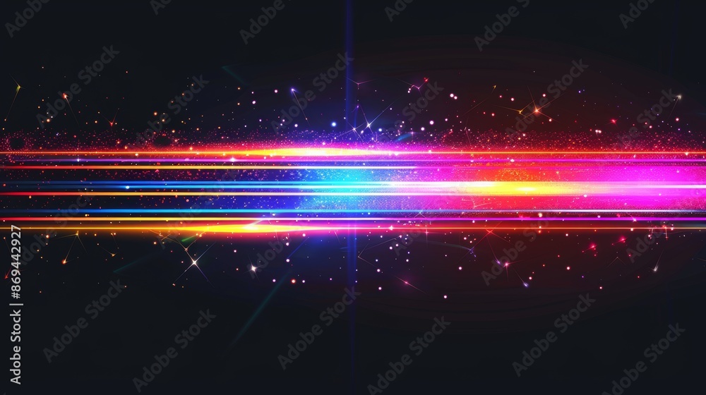 Horizontal sparkle divider line with glow effect. Laser ray modern ...