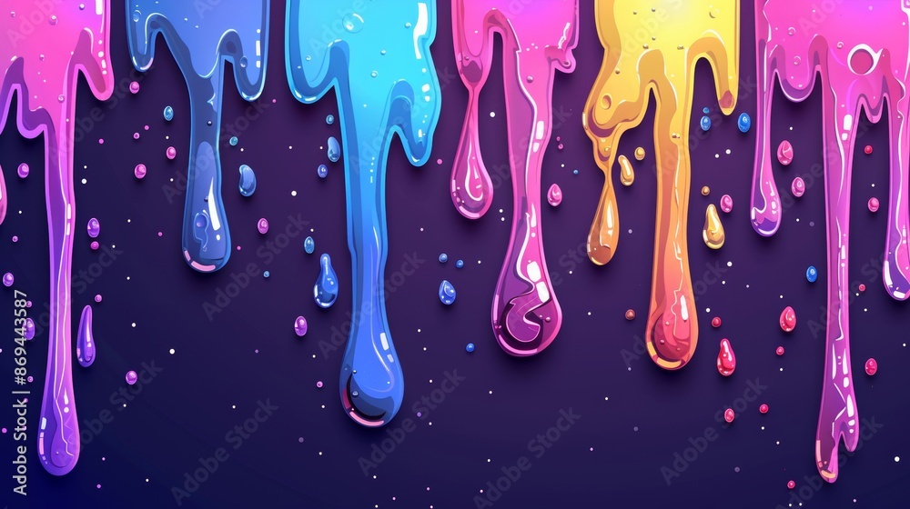 Liquid slime textures with colored drips for game backgrounds. Cartoon ...