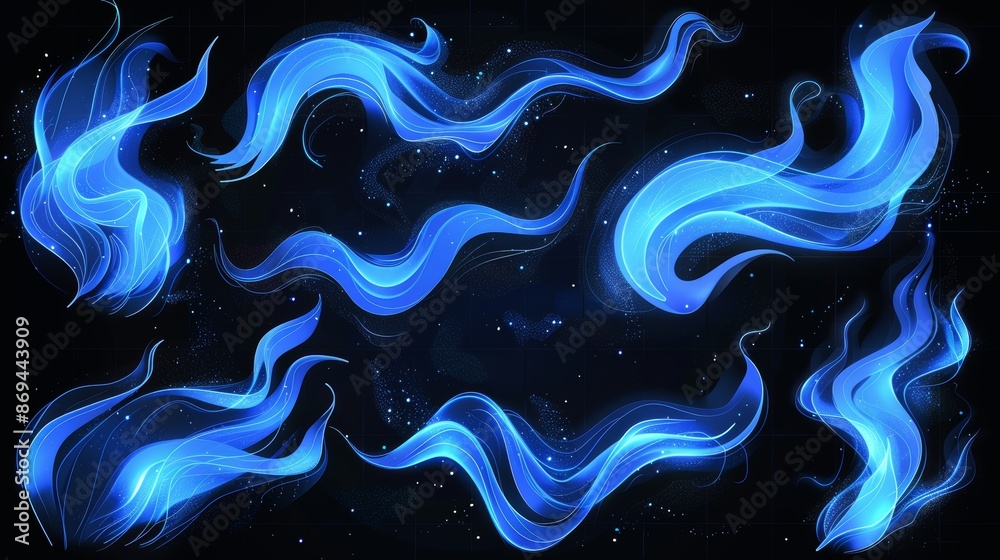 Wind light effect. Fresh cool blue wave. Clean conditioner stream swirl ...