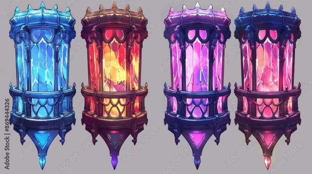 Realistic modern illustration set of horizontal transparent acrylic ...