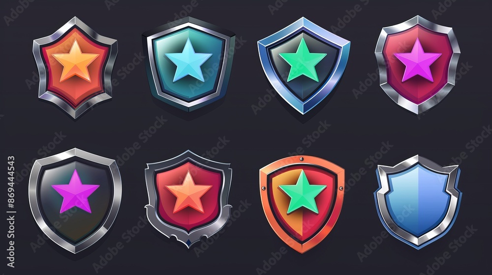 Mockup of a steel metal tag with borders and rivets. Realistic modern ...