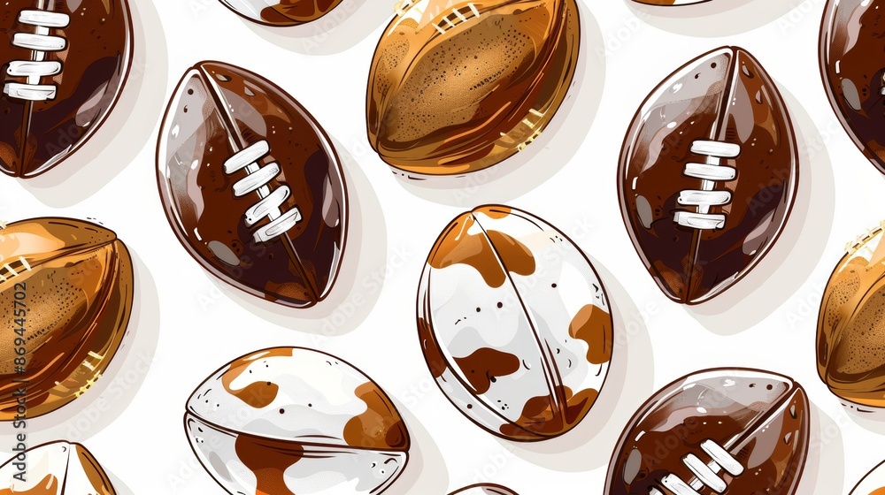 The seamless patterns of pigskin leather with laces and black lines. A ...