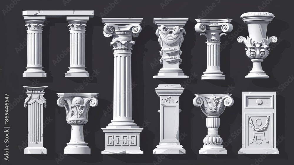 Modern realistic illustration of ancient roman and greek architecture ...