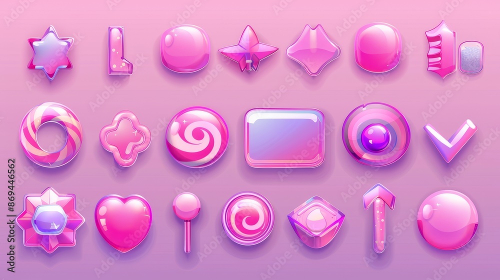 Game app interface with candy jelly and lollipop play design with ...