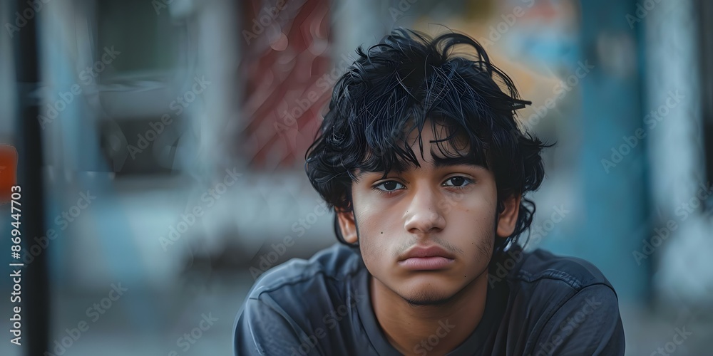 Teen boy struggling with mental health PTSD homelessness and high ...