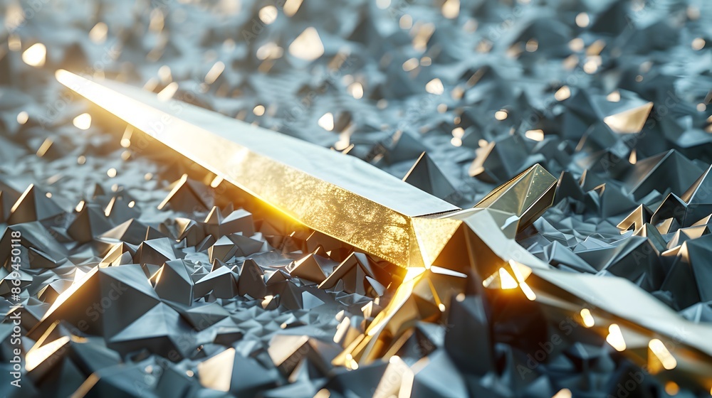 Shining Gold Origami Sword Cutting Through Silver Plowshares ...
