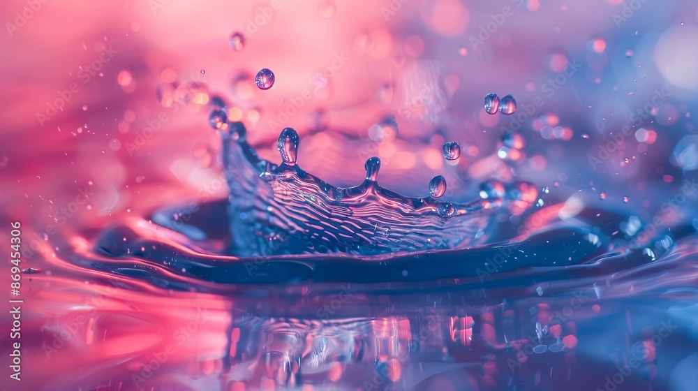 Colorful water drop splash captured in high detail. Stunning moment of ...