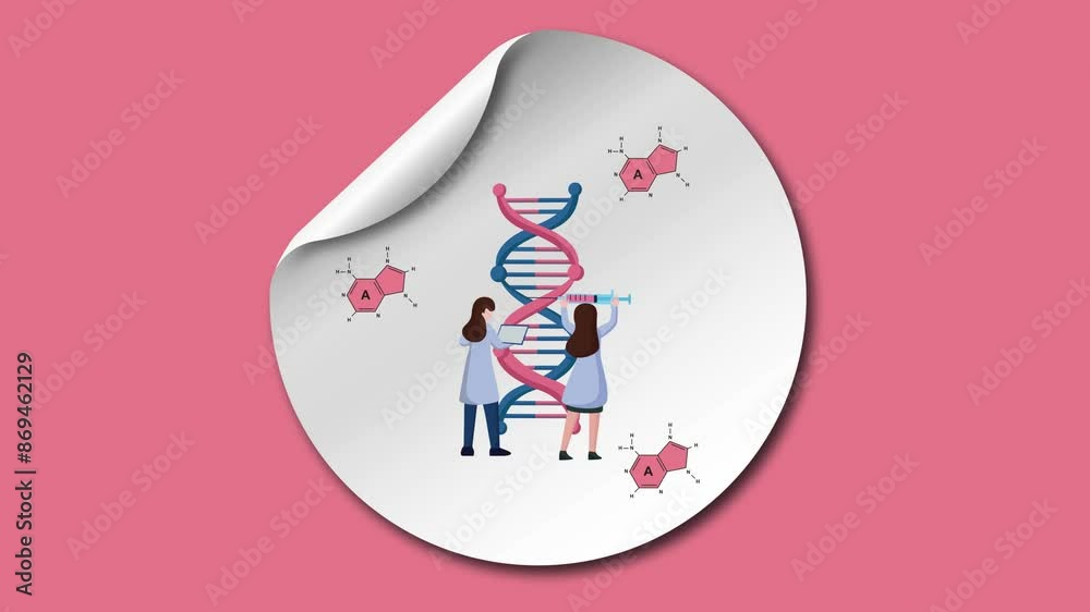 3D animation of DNA. Conceptual design of genetic information for ...