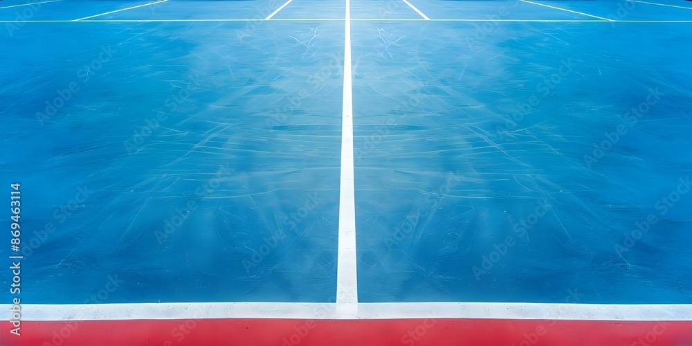 Vibrant blue and red tennis court lines form a dynamic sports ...
