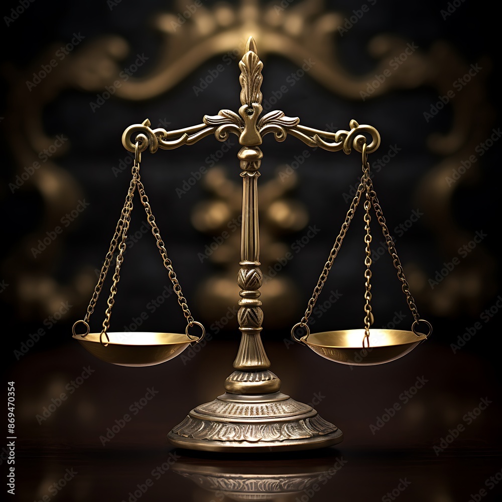 balance scale isolated on transparent background . Golden Libra scales ...