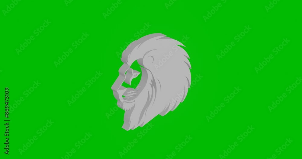 Animation of rotation of a white lion head icon with shadow. Simple and ...