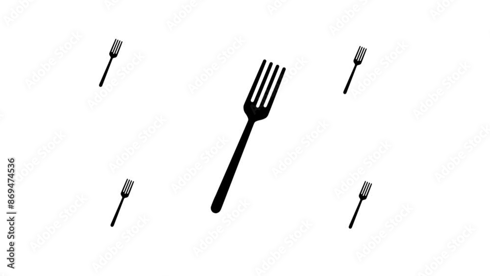 Zoom in and out animation the fork symbol. Large black symbol in the ...