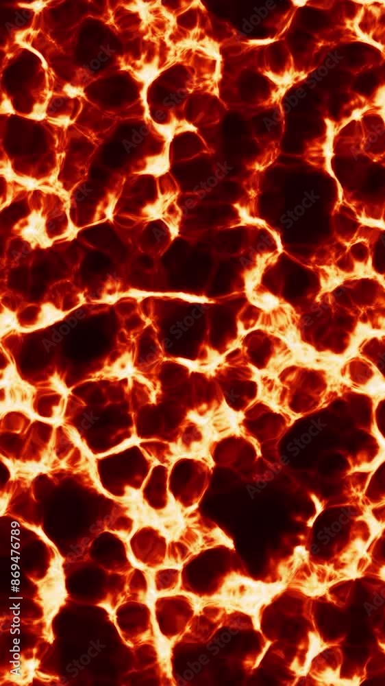 Background with moving mass of lava. Motion. 3D molecules in hot lava ...