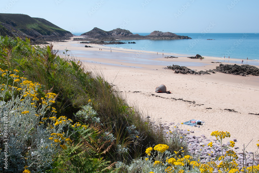 Joli paysage de la côte bretonne depuis le sentier de randonnée GR34 du ...