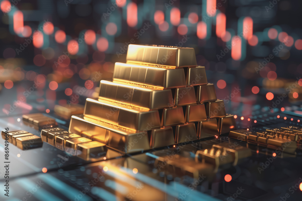Gold bars stack on rate product life cycle stages with graphical data ...