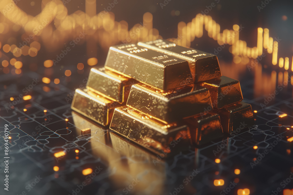 Gold bars stack on rate product life cycle stages with graphical data ...