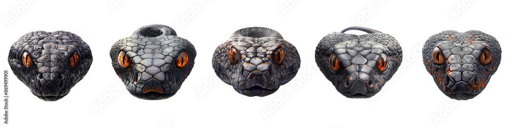 set of a detailed scales of a snake, head front view, photo on ...