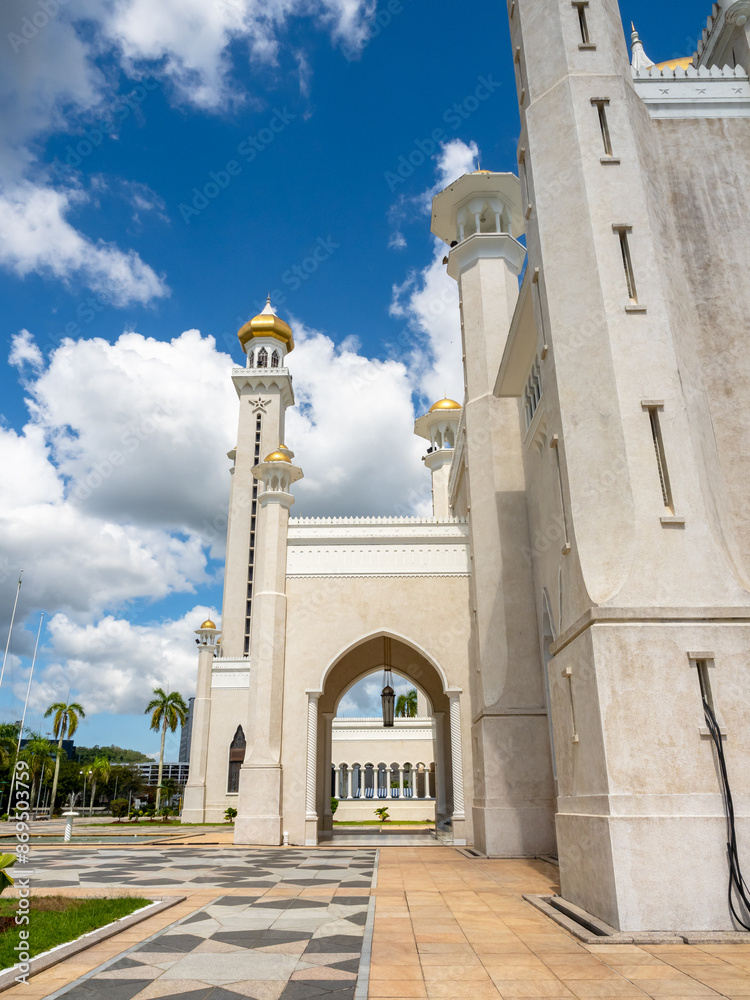 Vertical scene, architecture building exterior of the masjid of Omar ...